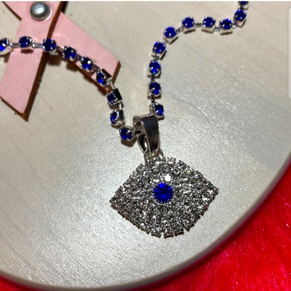 Vintage | Jewelry | Vintage Rhinestone Evil Eye Necklace | Poshmark